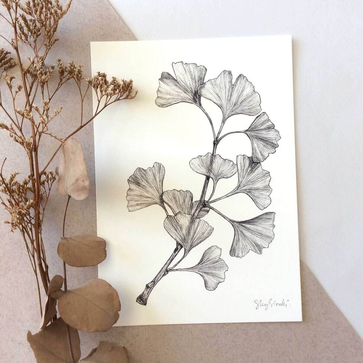 Gingko – A5 Art Print – Sky Siouki